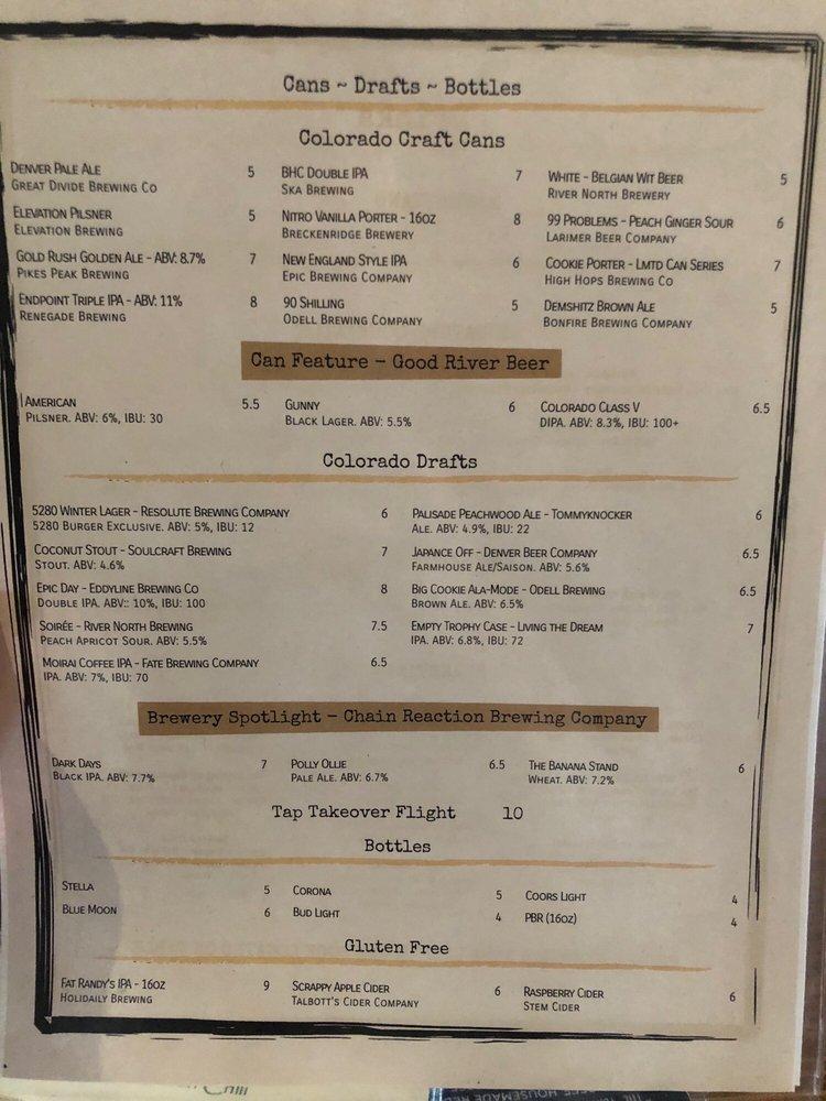 Menu at 5280 Burger Bar, Denver, 500 16th St Mall Suite 160
