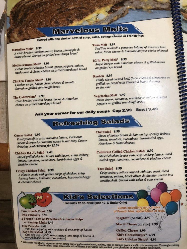 Menu at Blue Willow Cafe, Wausau