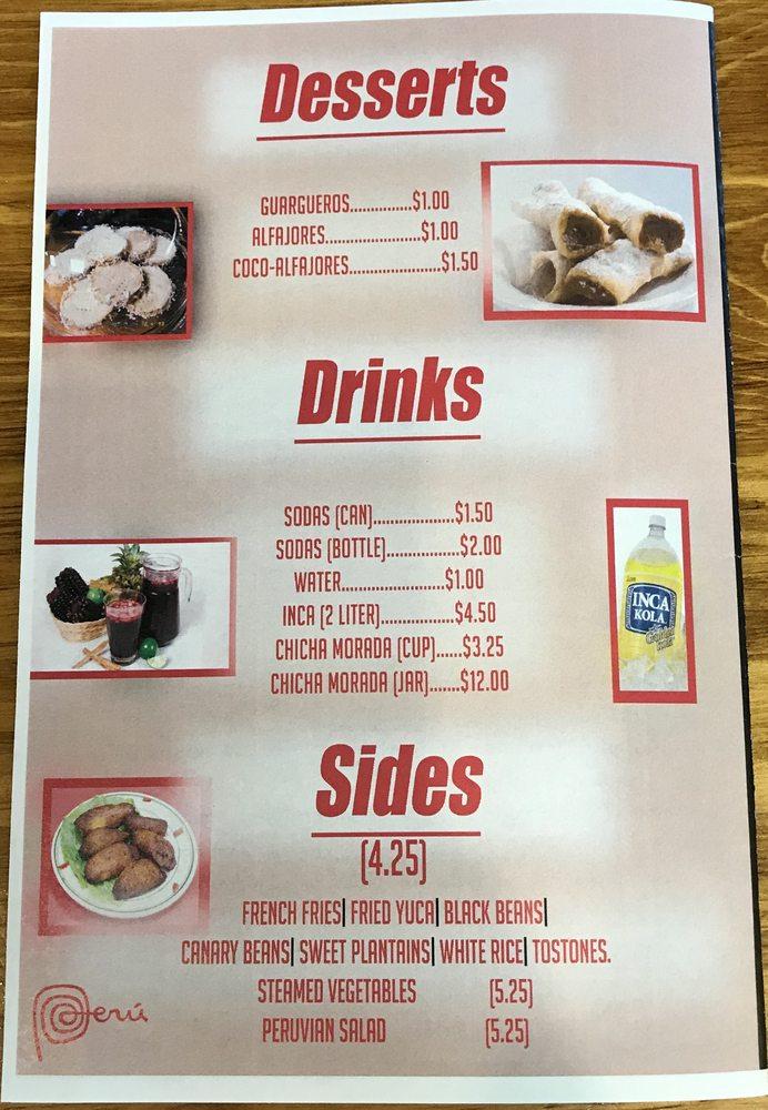 Menu at El Rinconcito restaurant, Louisville