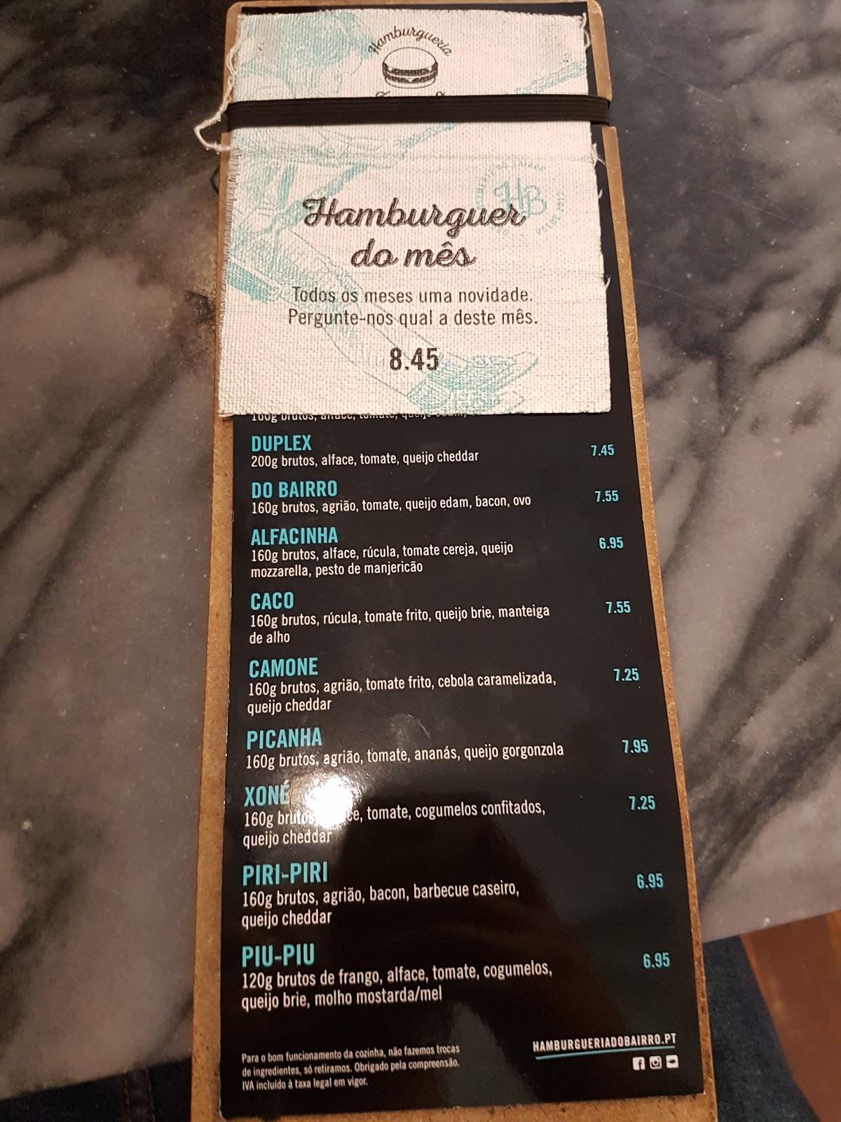 Menu em Hamburgueria do Bairro - Parque das Nações restaurante, Lisboa ...