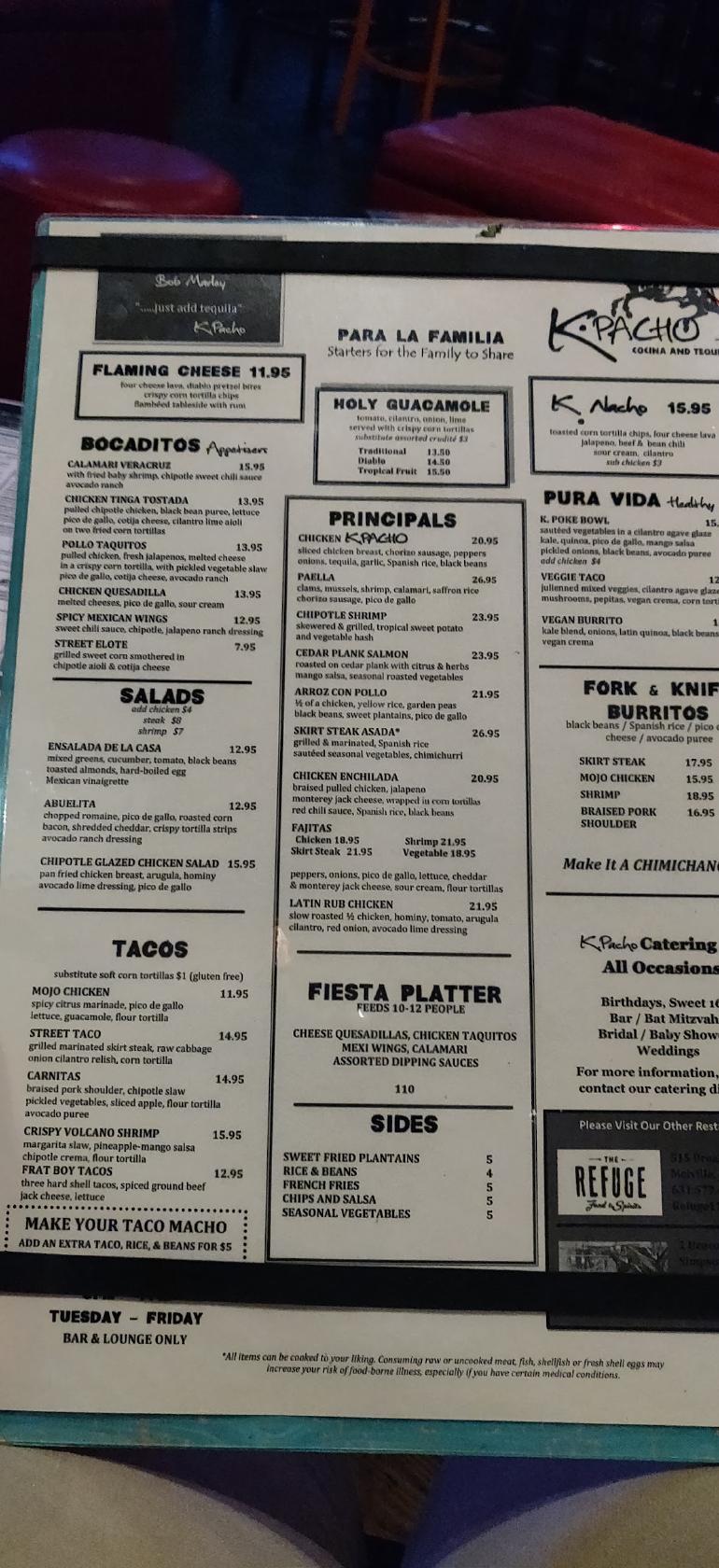 Menu at K. Pacho pub & bar, New Hyde Park