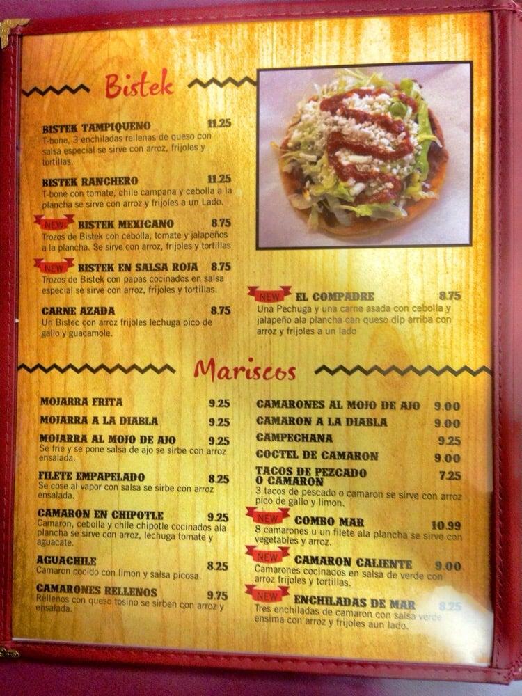 Menu at Tacos & Salsas restaurant, Springfield
