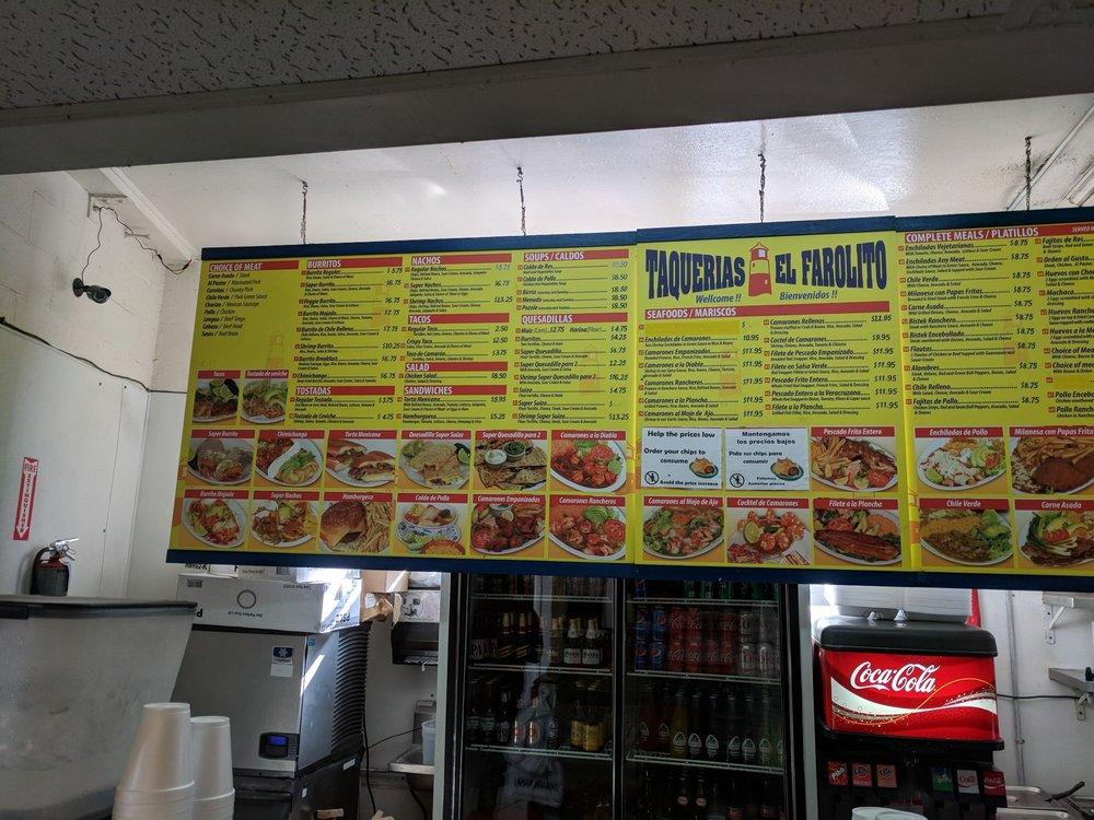 Menu at Taqueria El Favorito restaurant, Sebastopol