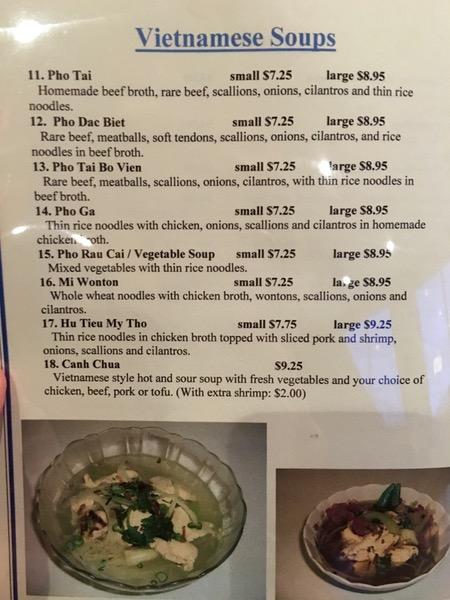 Menu at Viet Thai restaurant, Essex