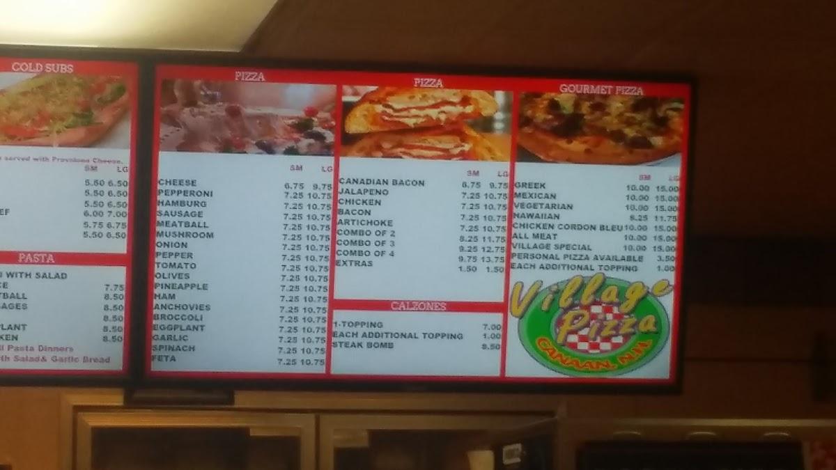 Menu at Canaan Village Pizza pizzeria, Canaan, US-4