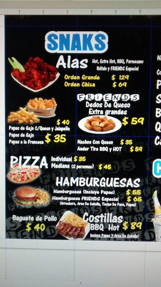Menu at Friends Bar, Tlaquepaque
