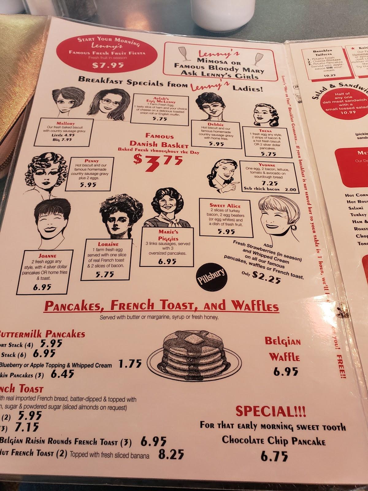 Menu at Lenny’s Restaurant, Clearwater
