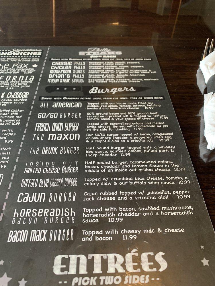 Menu at Maxon's American Grill restaurant, East Glenville