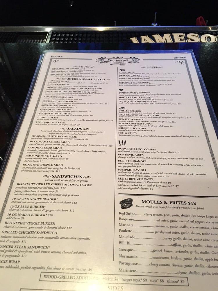 Menu at Red Stripe restaurant, Providence