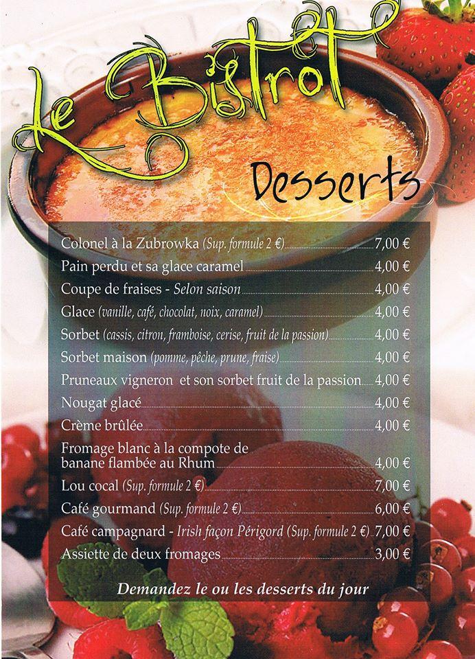 Menu at Restaurant du Château, Campagne
