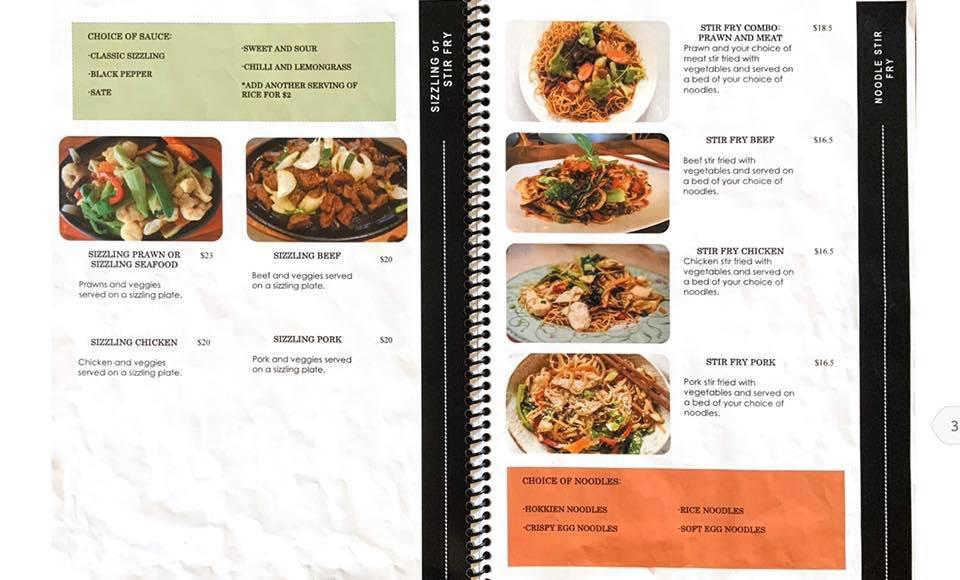 Menu at Saigon Sen restaurant, Albert Park