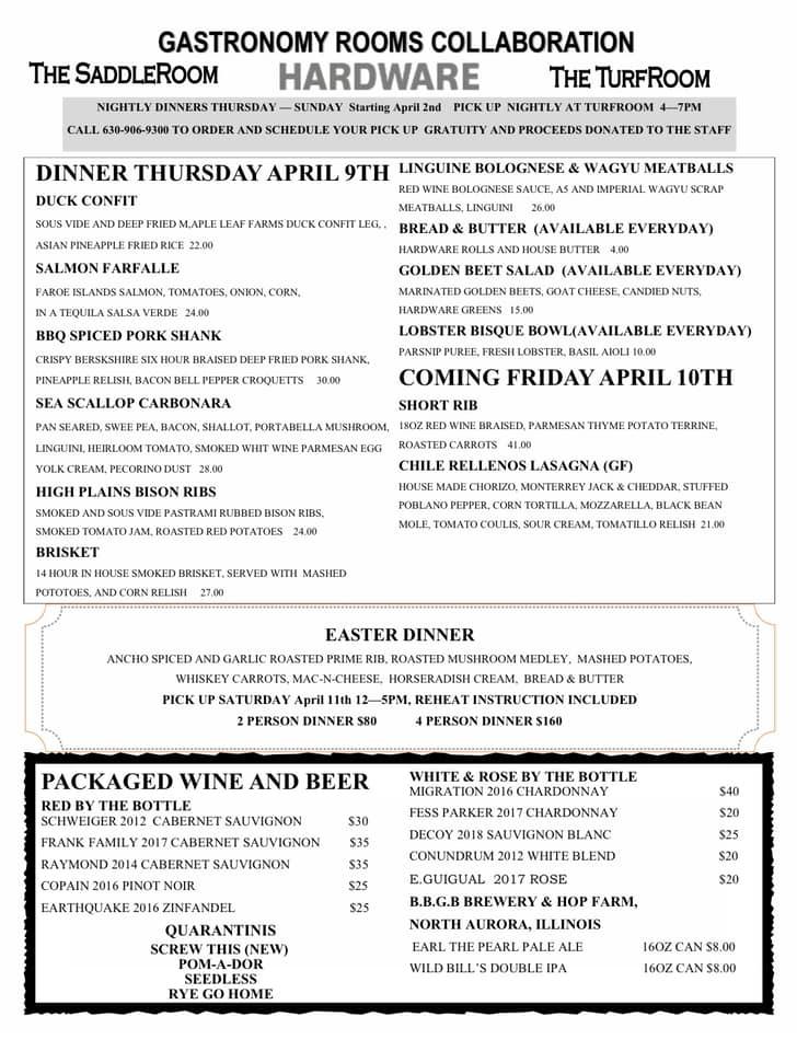 Menu at The Saddle Room pub & bar, Hoffman Estates