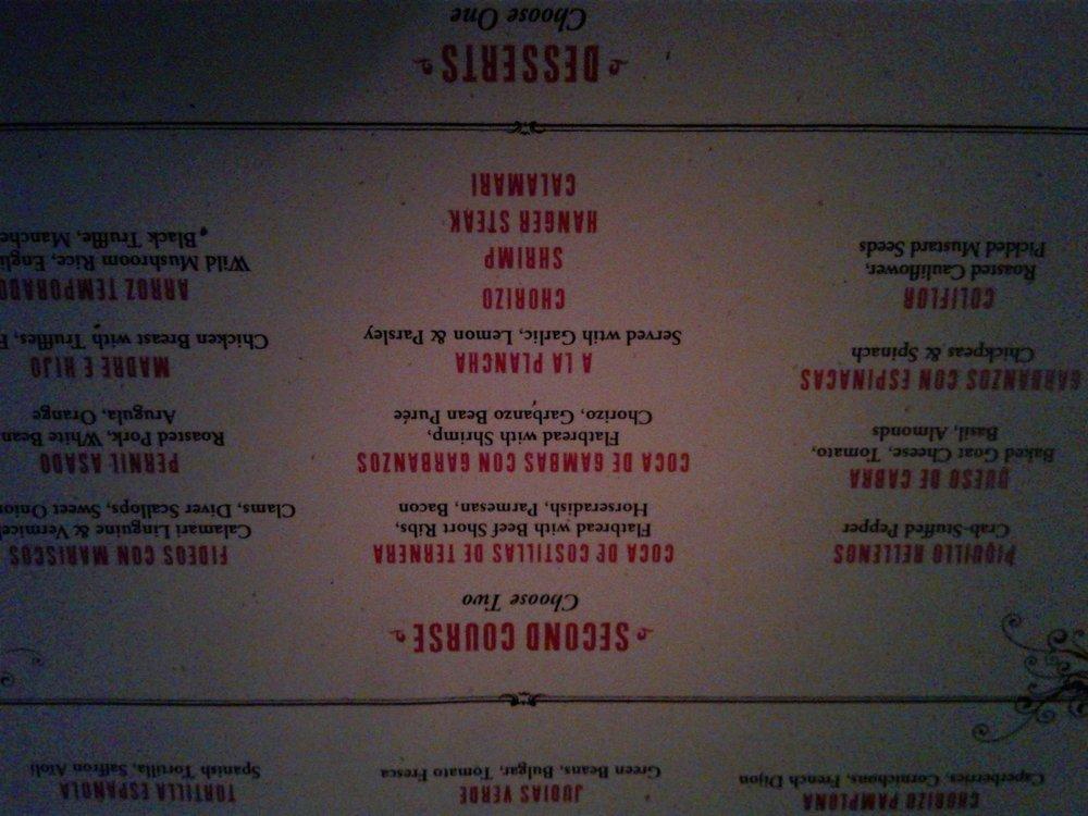 Menu at Amada pub & bar, Philadelphia