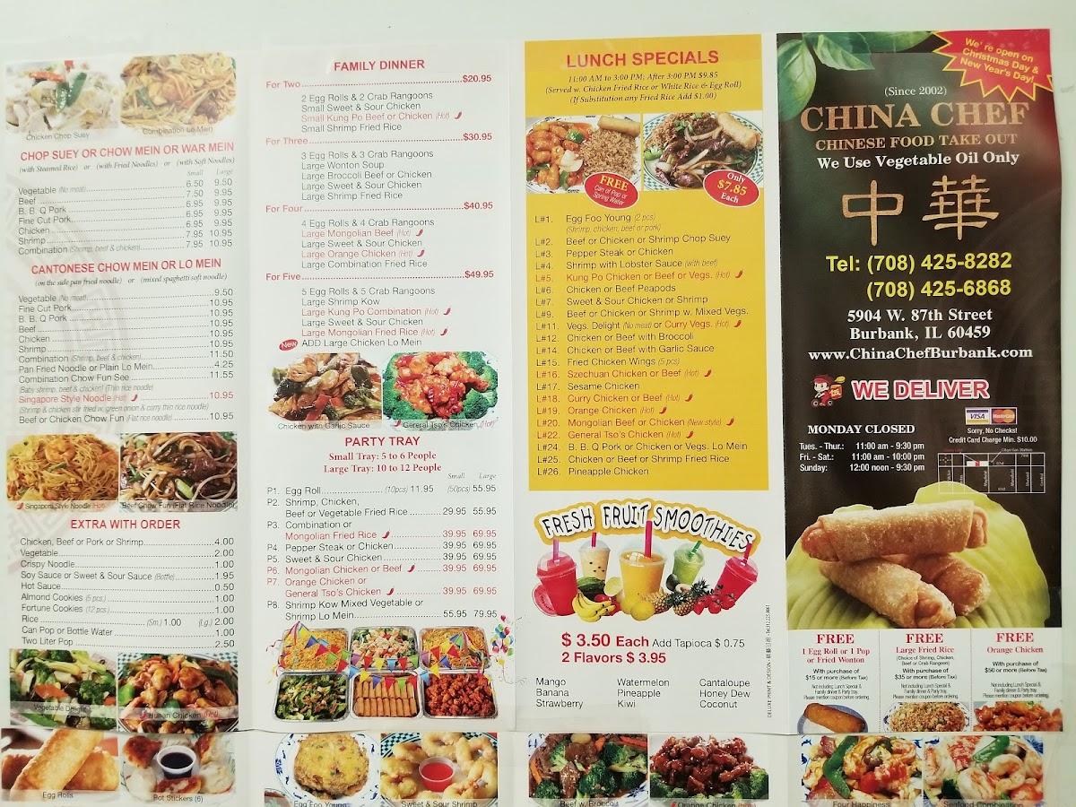 Menu at China Chef Of Burbank restaurant, Burbank, W 87th St