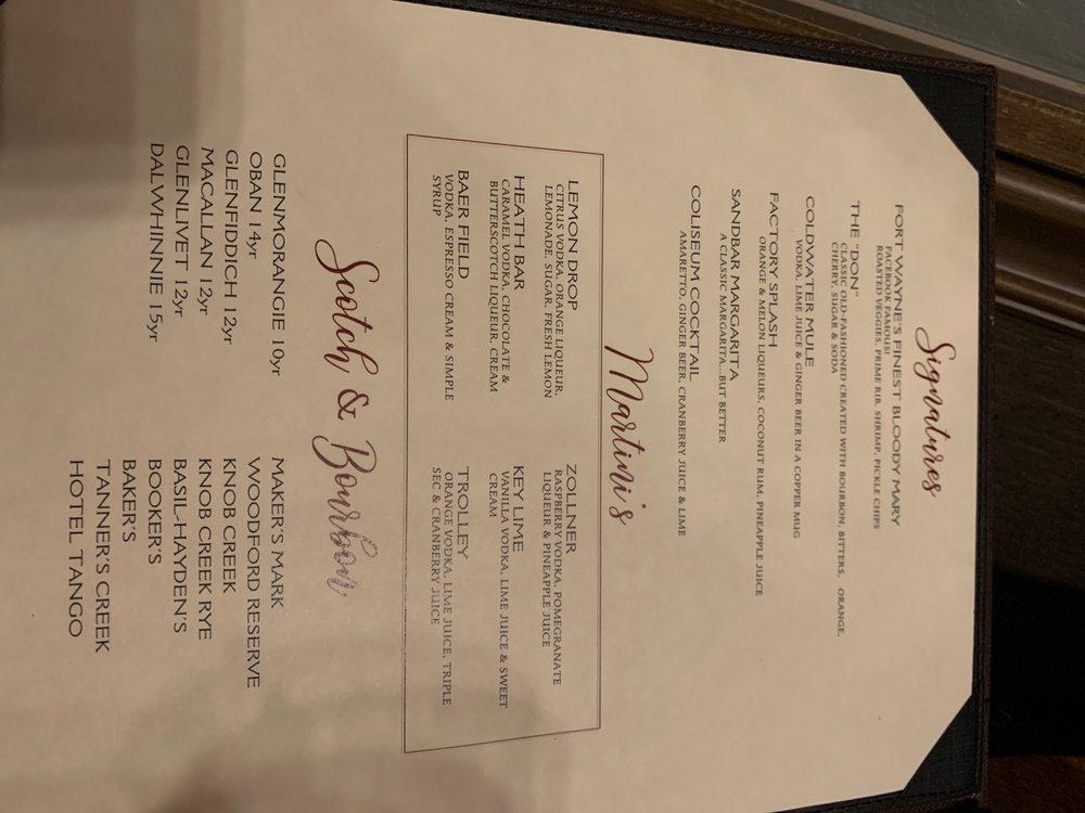 Menu at Don Hall's Factory Restaurant, Fort Wayne