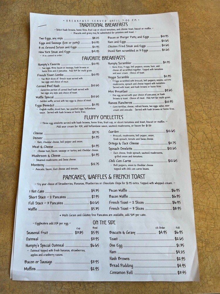 Menu at Humpty Dumpty Kitchen restaurant, Grass Valley