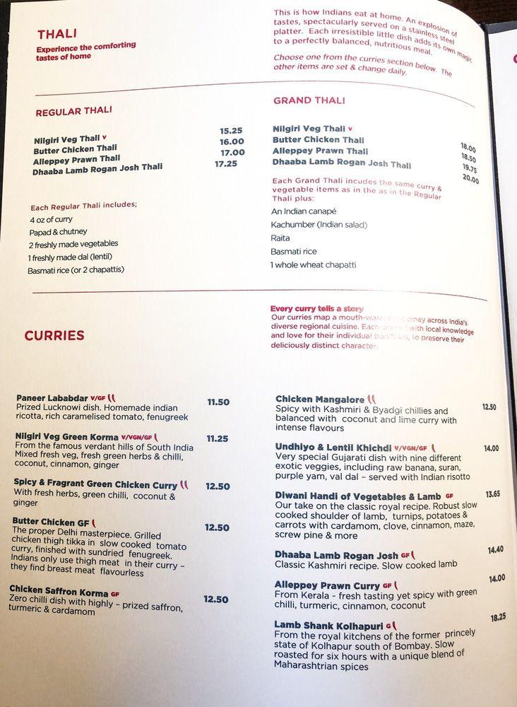 Menu at Masala Zone Covent Garden restaurant, London, 48 Floral St