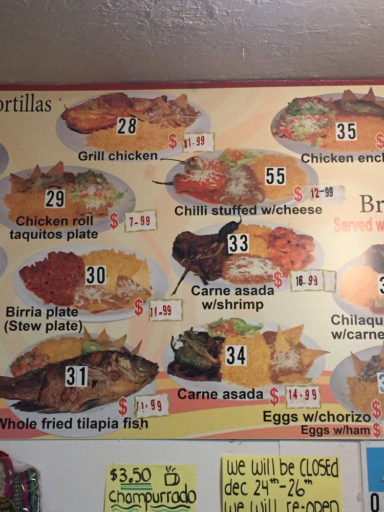 Menu at Su Casa Marquez restaurant, Vancouver