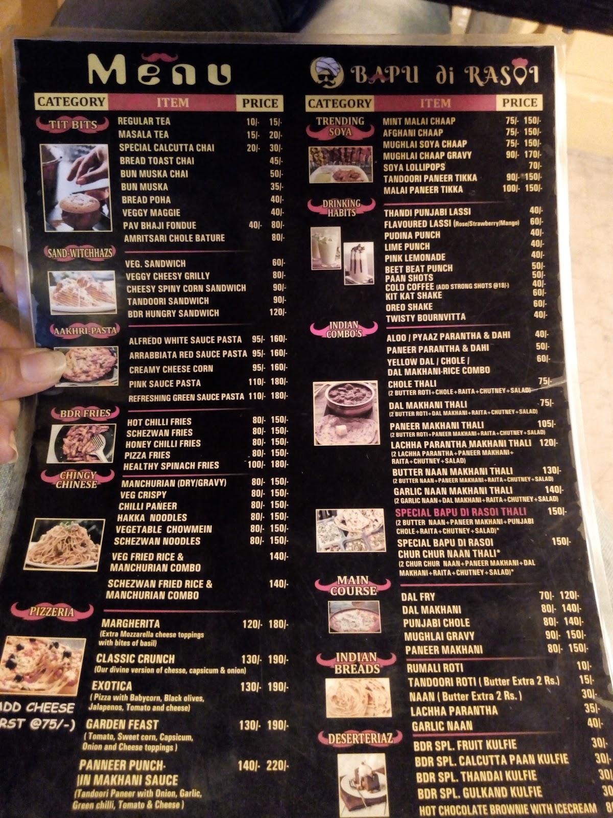 Menu at Bapu Di Rasoi (Pure Veg), Gwalior