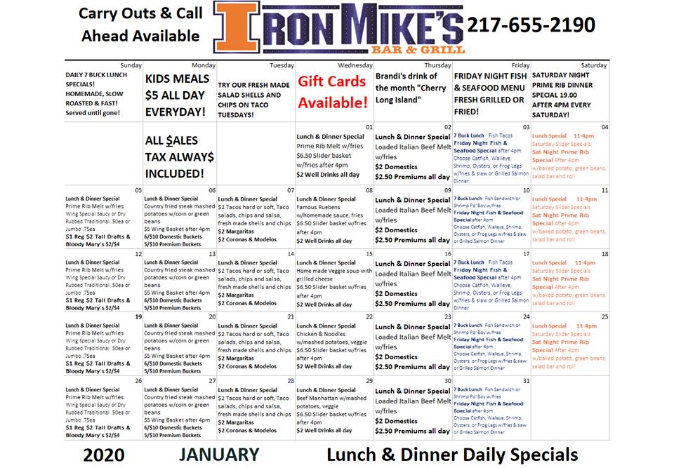 Menu at Iron Mike's Bar & Grill, Danville