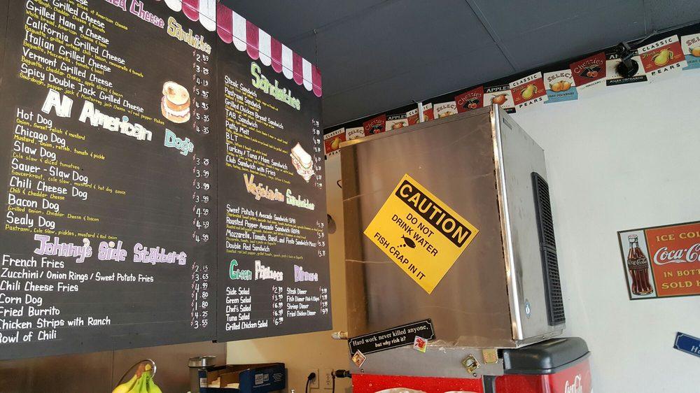 Menu at Johnny's Burgers restaurant, Riverside, Riverside Plaza Dr