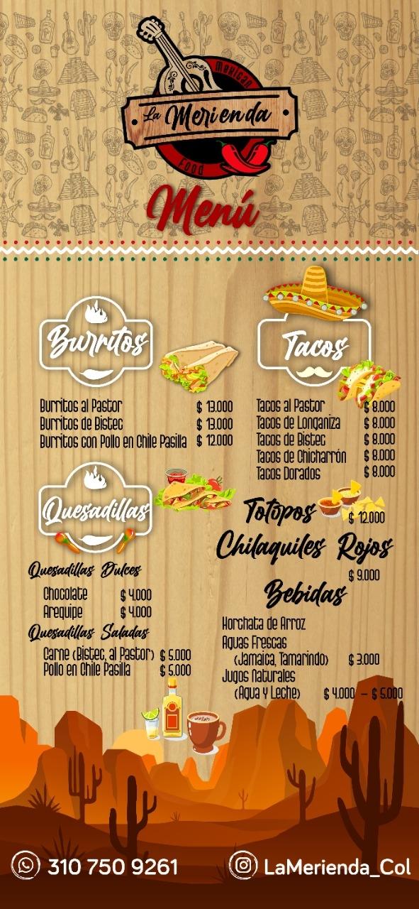 Menu at La Merienda - Mexican Food restaurant, Mosquera