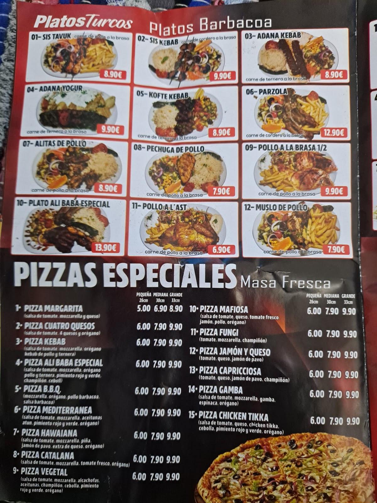 Carta del restaurante Rey De Ali Baba, Barcelona, C/ del Concepción Arenal