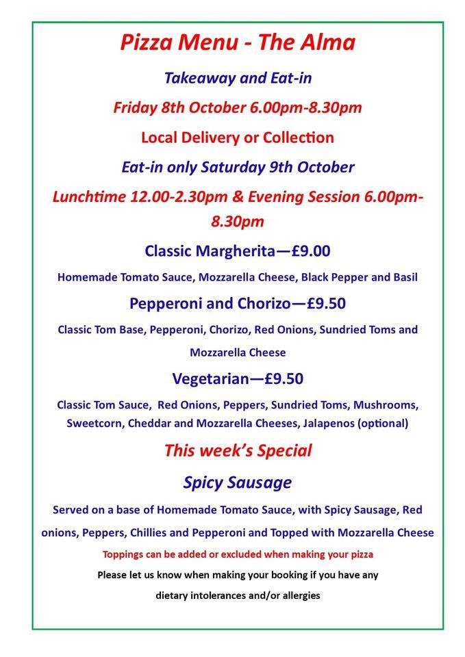 Menu at The Alma pub & bar, Faversham