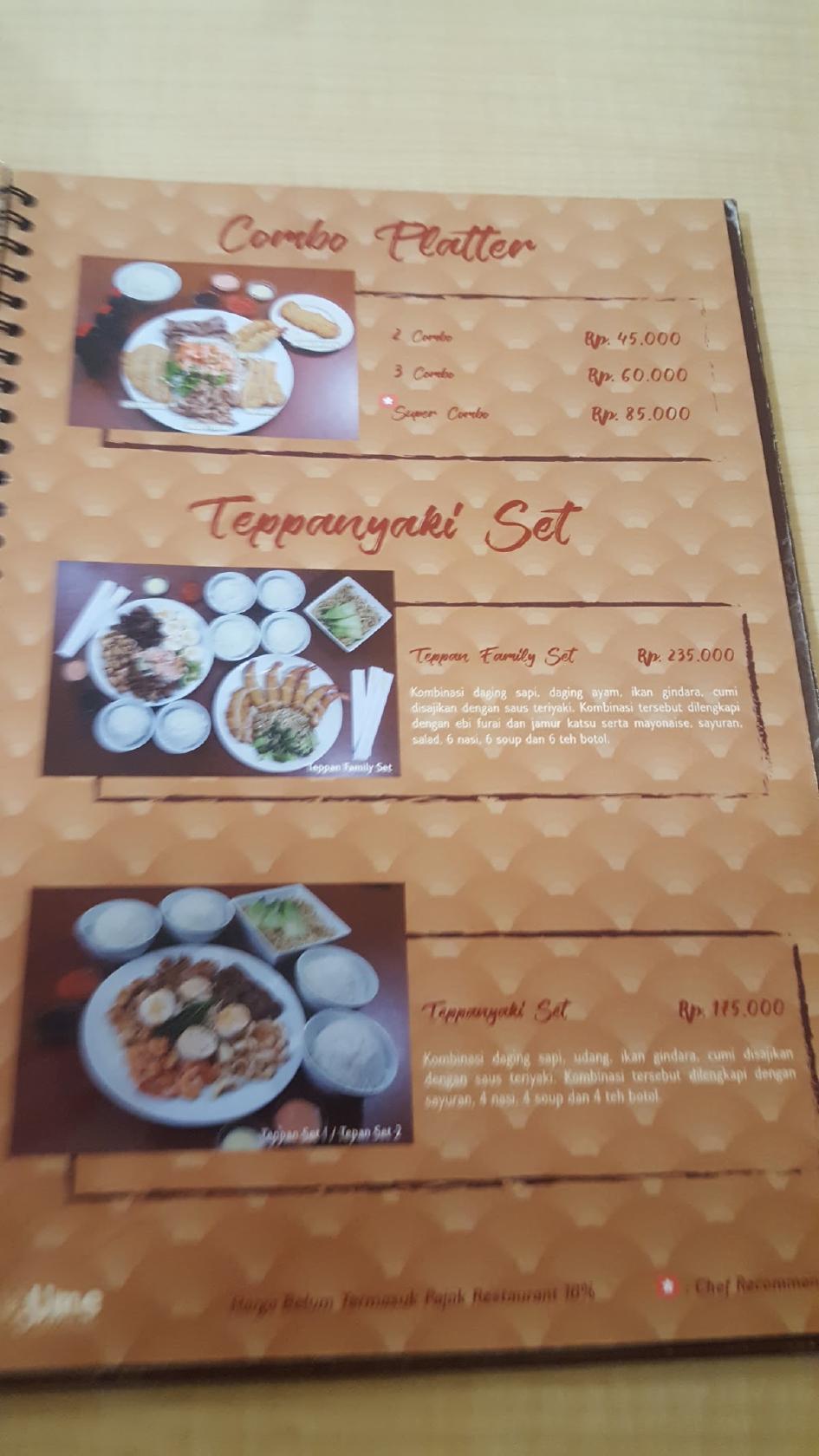 Menu at Umē Of Teppanyak restaurant, Bandar Lampung
