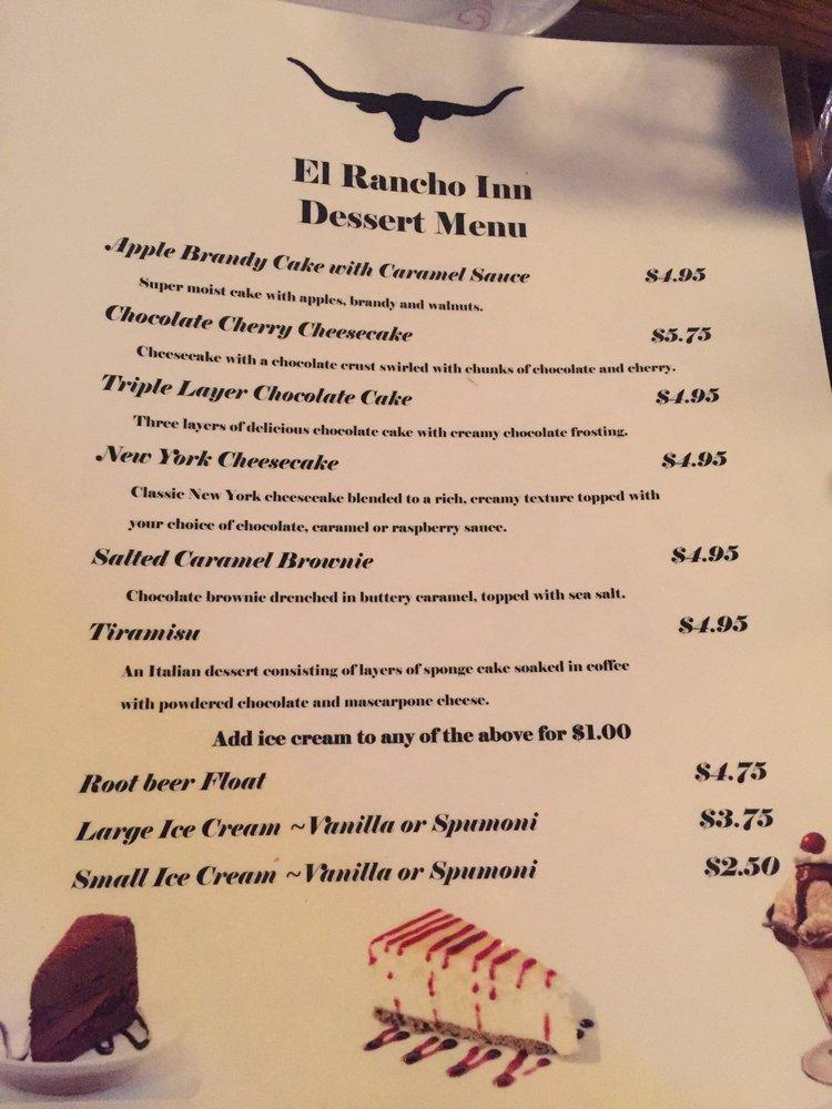 Menu at El Rancho Inn Steak & Lobster steakhouse, Stockton