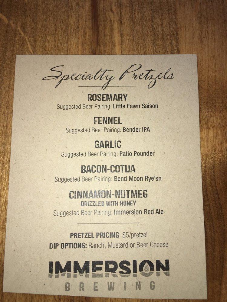 Menu at Immersion Brewing pub & bar, Bend