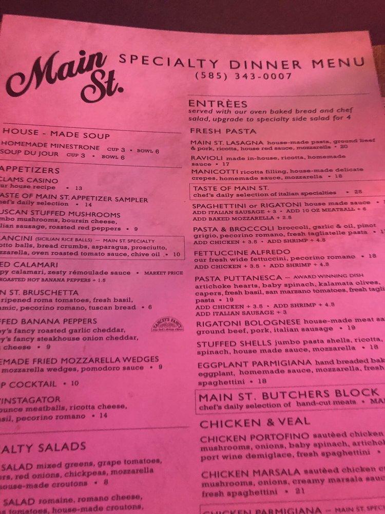 Menu at Main Street Pizza Company pizzeria, Batavia