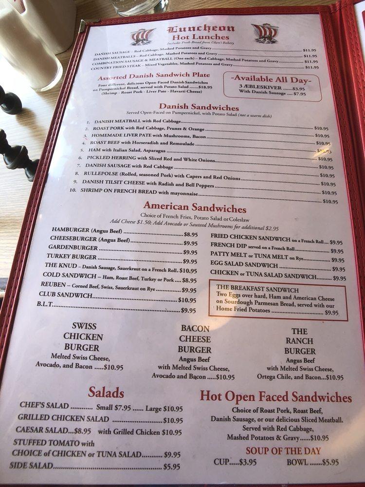 Menu at Red Viking Restaurant, Solvang