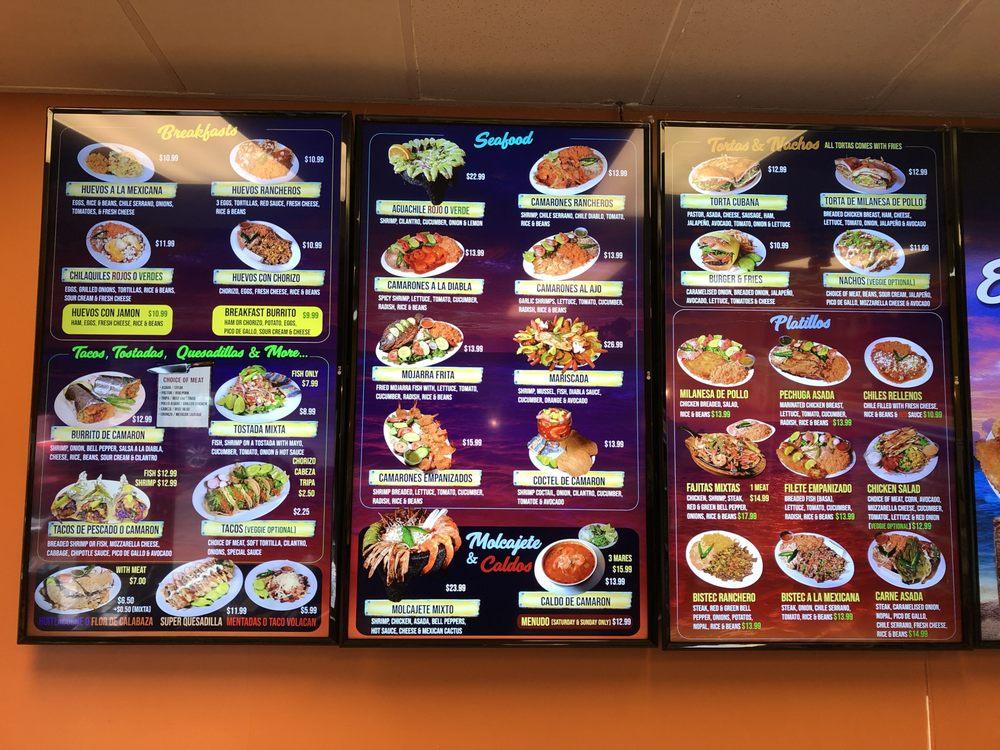 Menu at Taqueria Mariscos restaurant, Concord