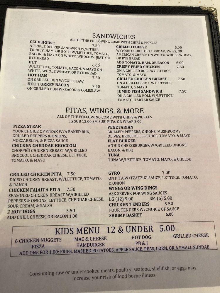 Menu at Twilight Diner restaurant, Loganton