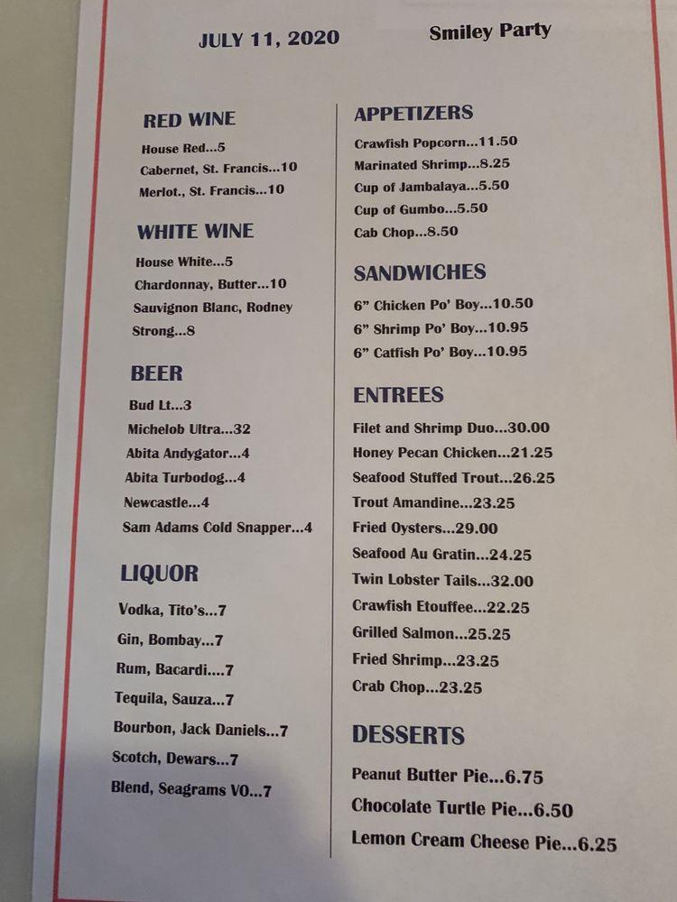 Menu at French Market Grille restaurant, Augusta