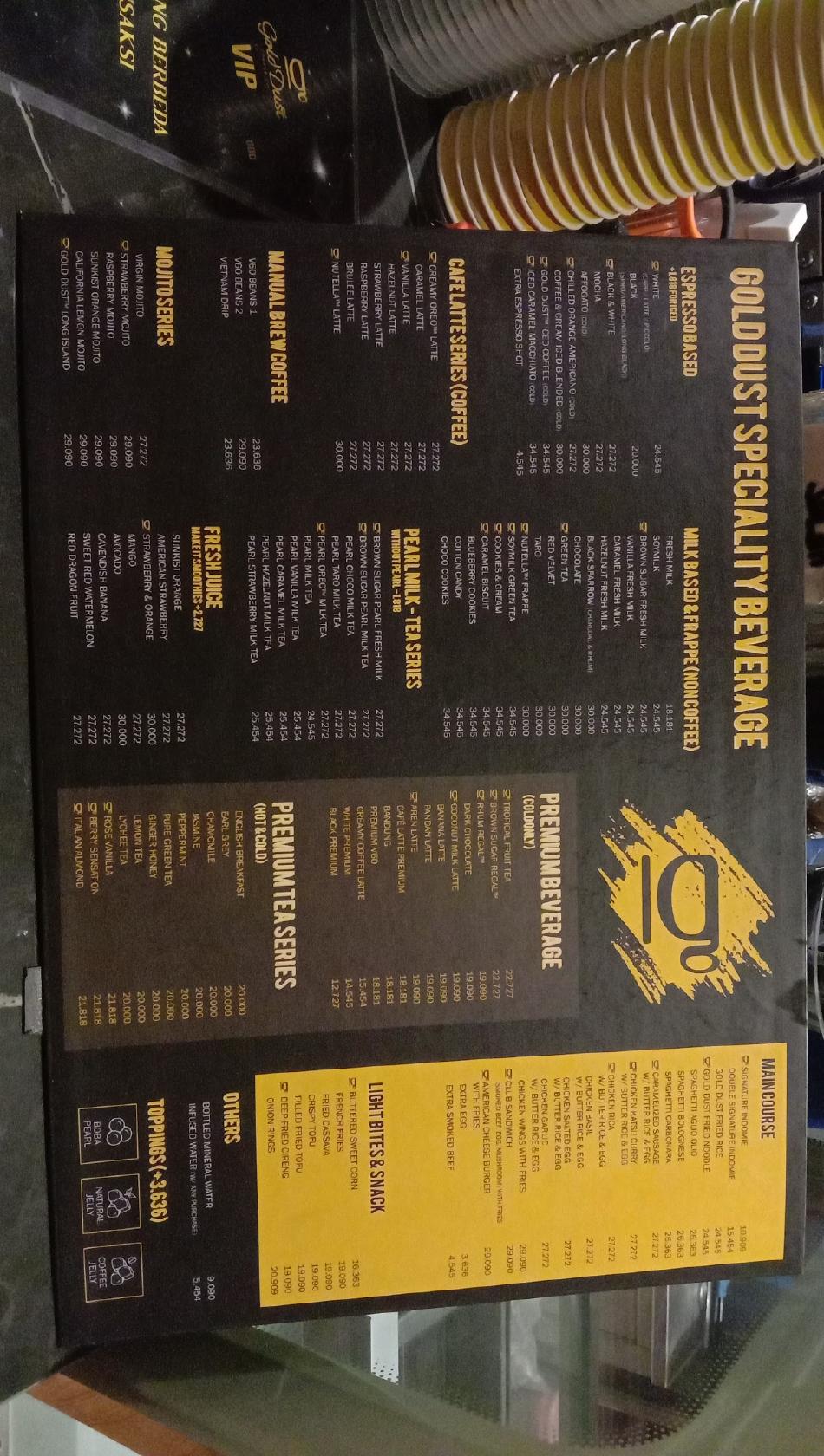 Menu at Gold Dust Coffee & Billiards, Surabaya