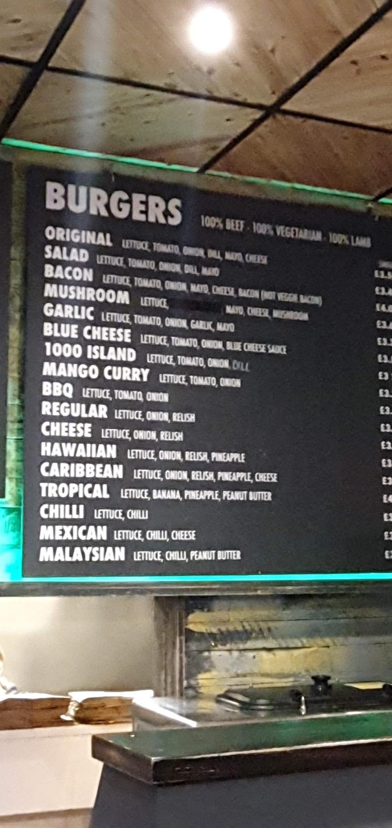 Menu at Grubbs Burgers fast food, Hove, 62 Western Rd