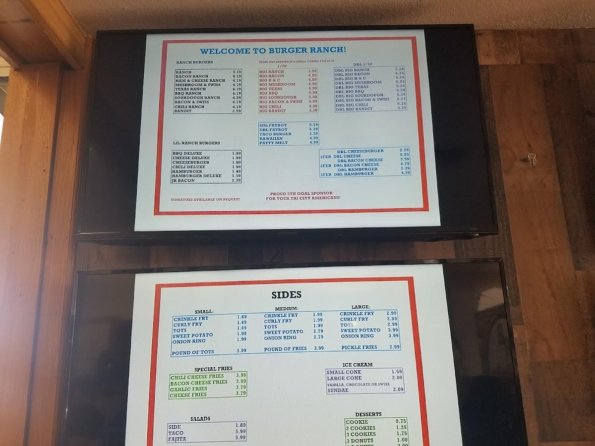 Menu at Kennewick Burger Ranch restaurant, Kennewick