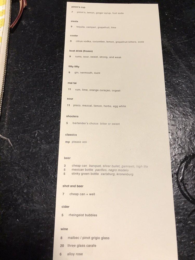Menu at Ona pub & bar, Lexington