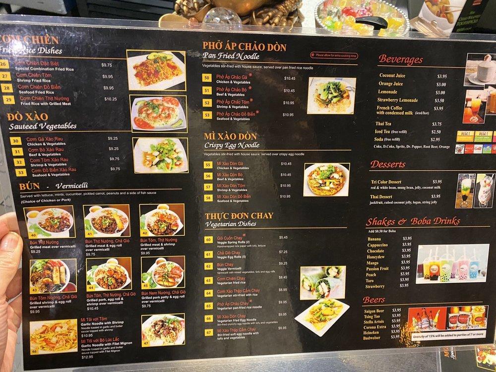 Menu at Simply Pho restaurant, Lake Forest