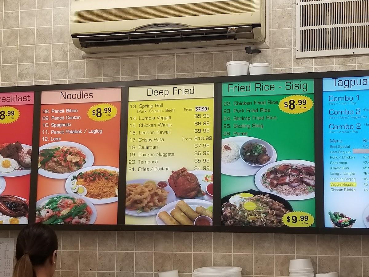 Menu at Tagpuan restaurant, Toronto, 1740 Victoria Park Ave