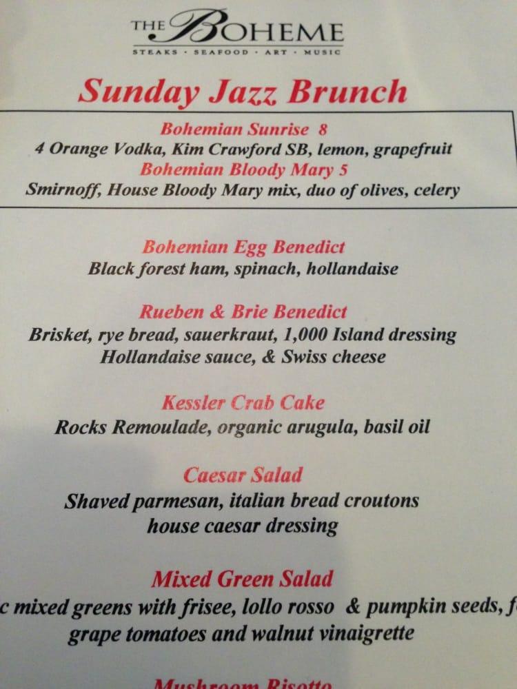 Menu at The Boheme pub & bar, Orlando, Grand Bohemian Hotel Orlando