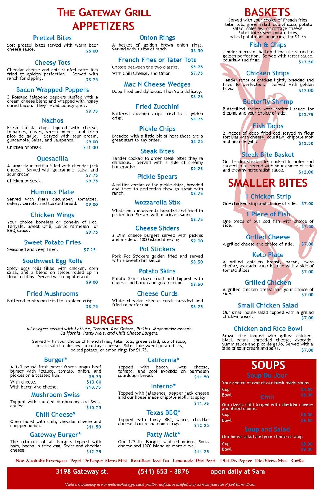Menu at The Gateway Grill pub & bar, Springfield