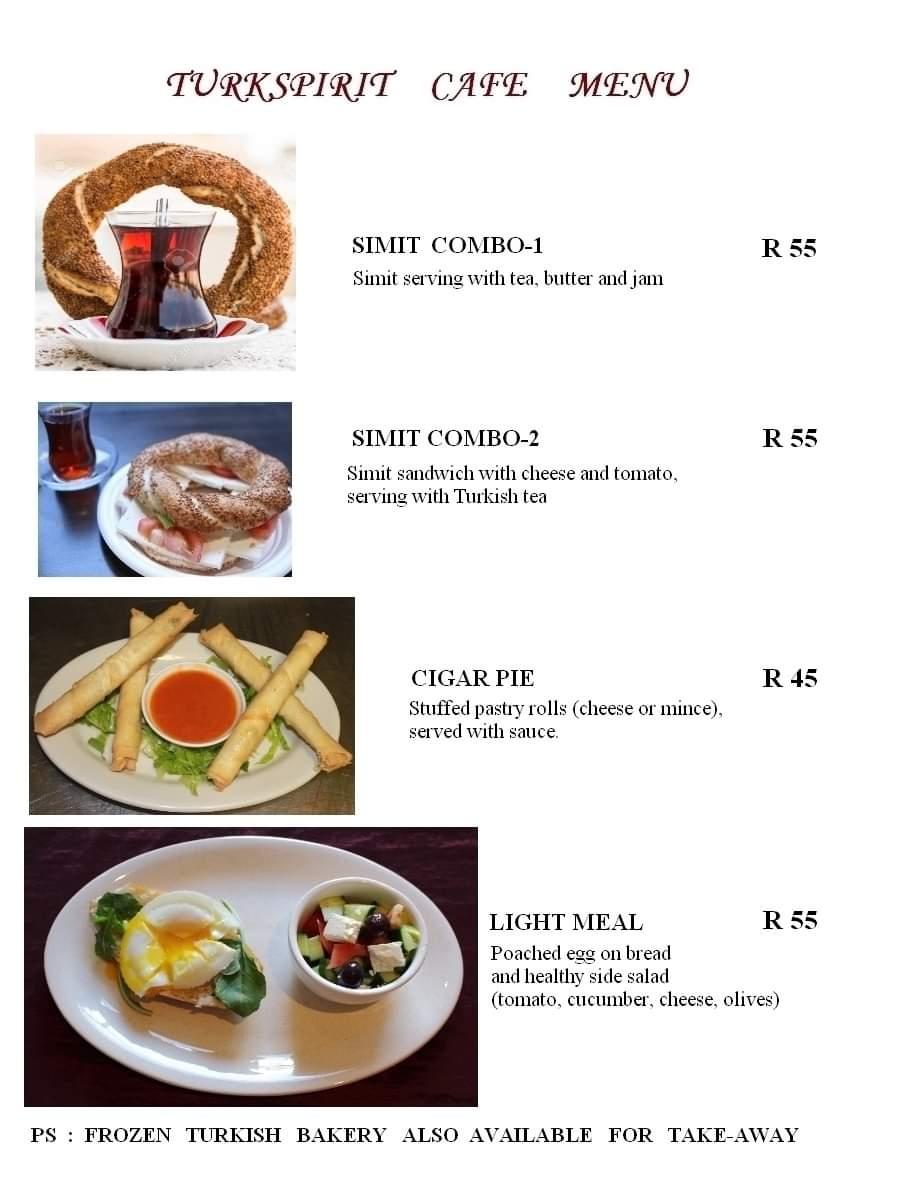 Menu At Turkspirit Cafe Stellenbosch