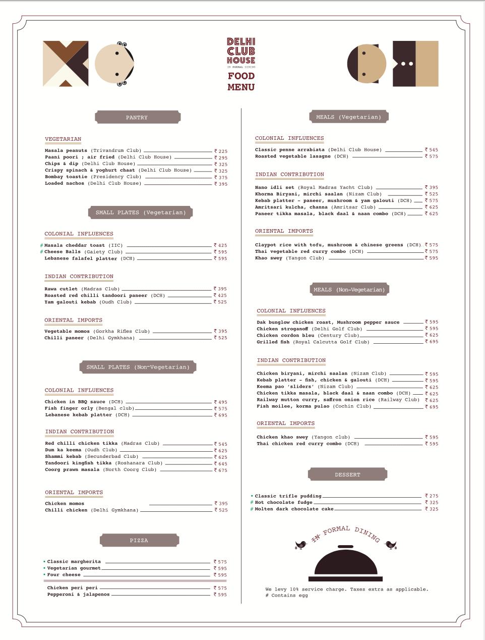 Menu at Delhi Club House, Gurugram, One Horizon Center