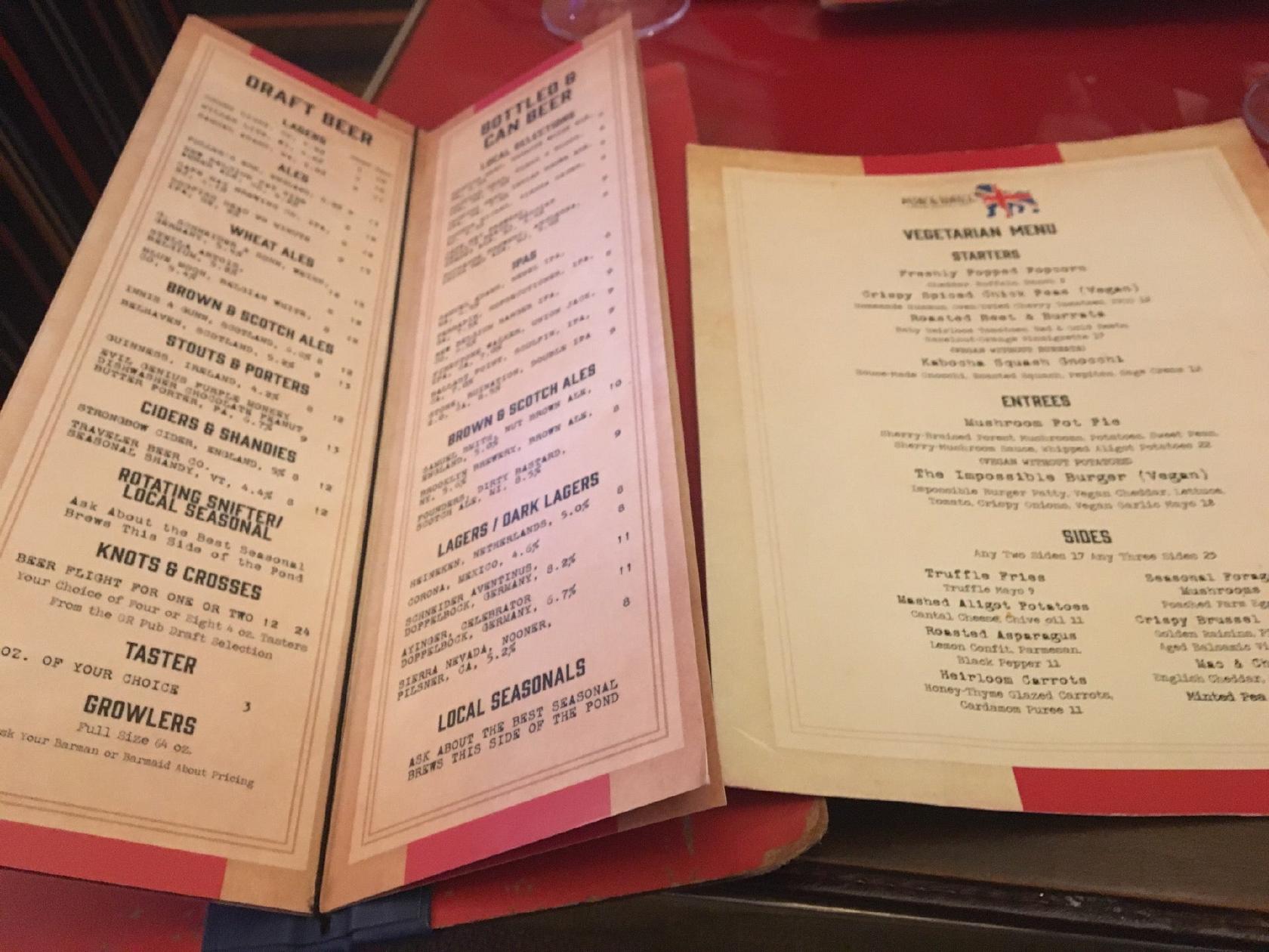 Menu at Gordon Ramsay Pub & Grill, Atlantic City