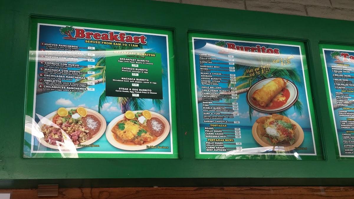 Menu at Palmitos Mexican Eatery restaurant, San Diego
