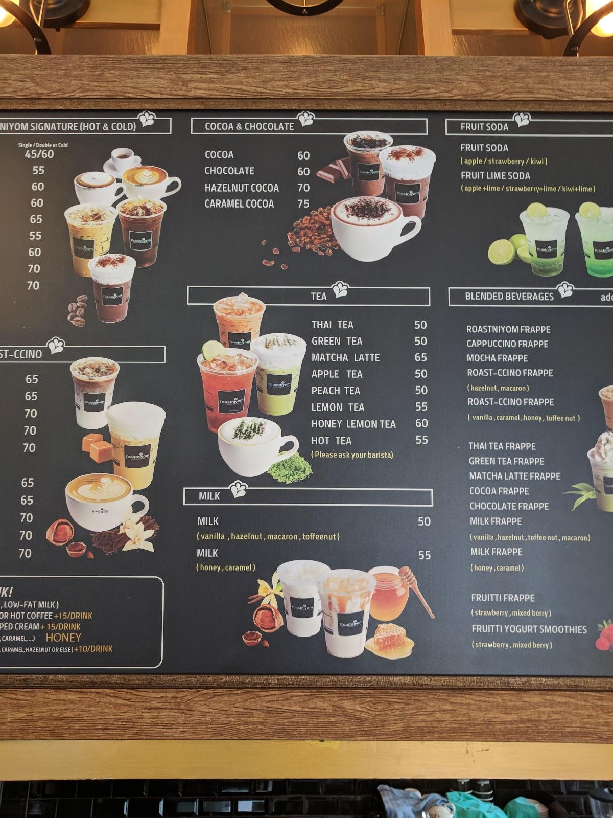Menu at Roastniyom Coffee - The Astra Condo cafe, Chiang Mai, QXHX+3WH ...