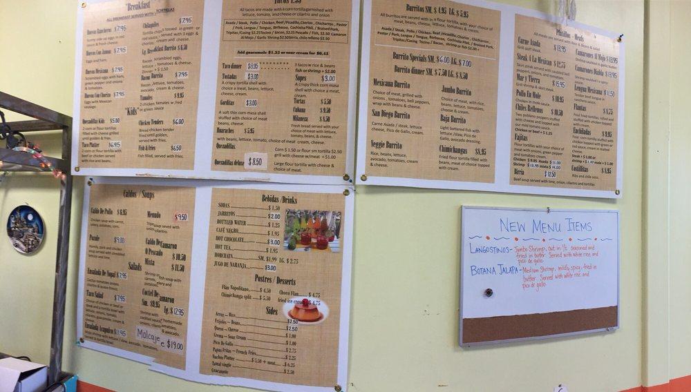 Menu at Ajua Mexican Restaurant, Round Lake